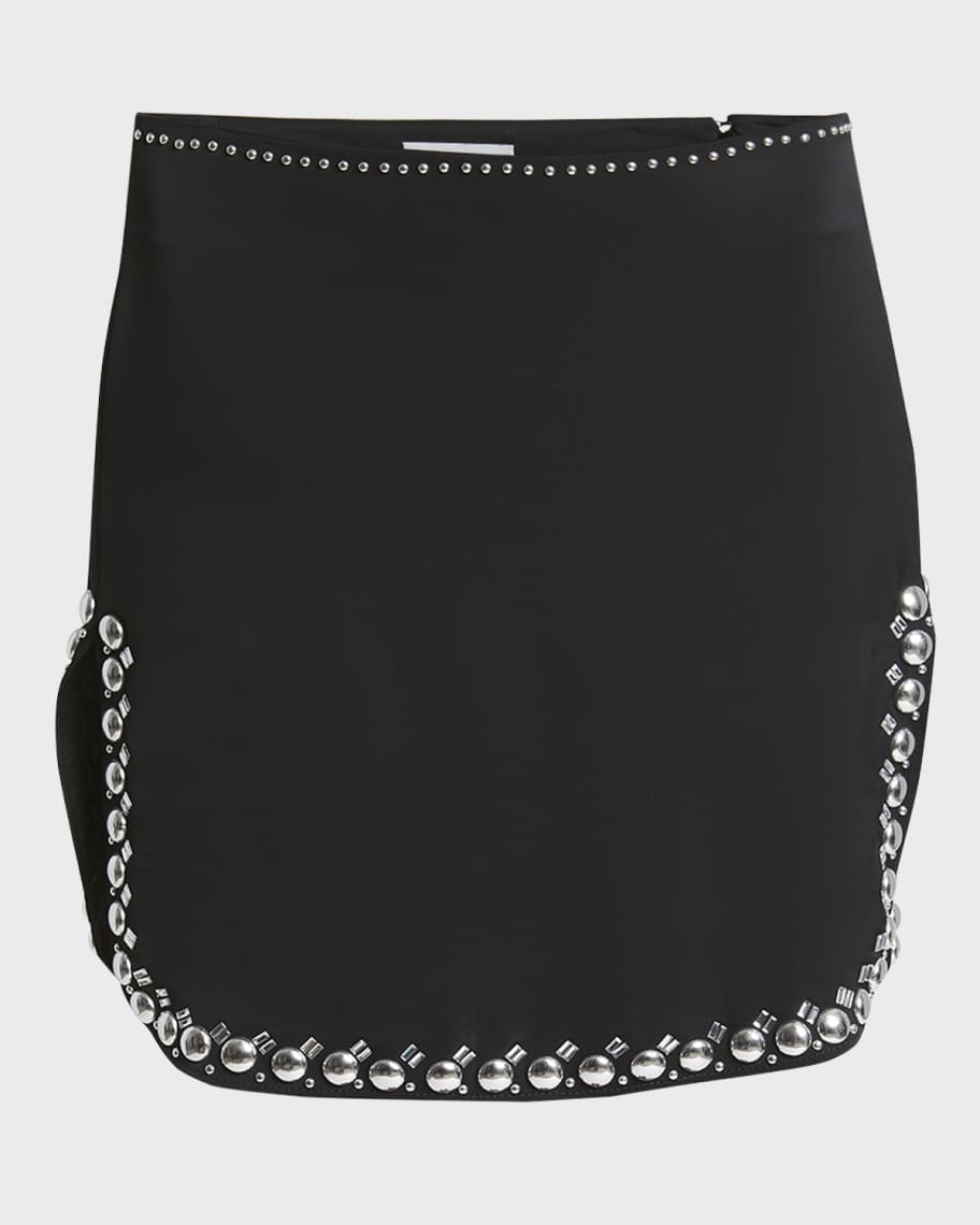 Rabanne Studded Side-Slits Mini Skirt | Neiman Marcus