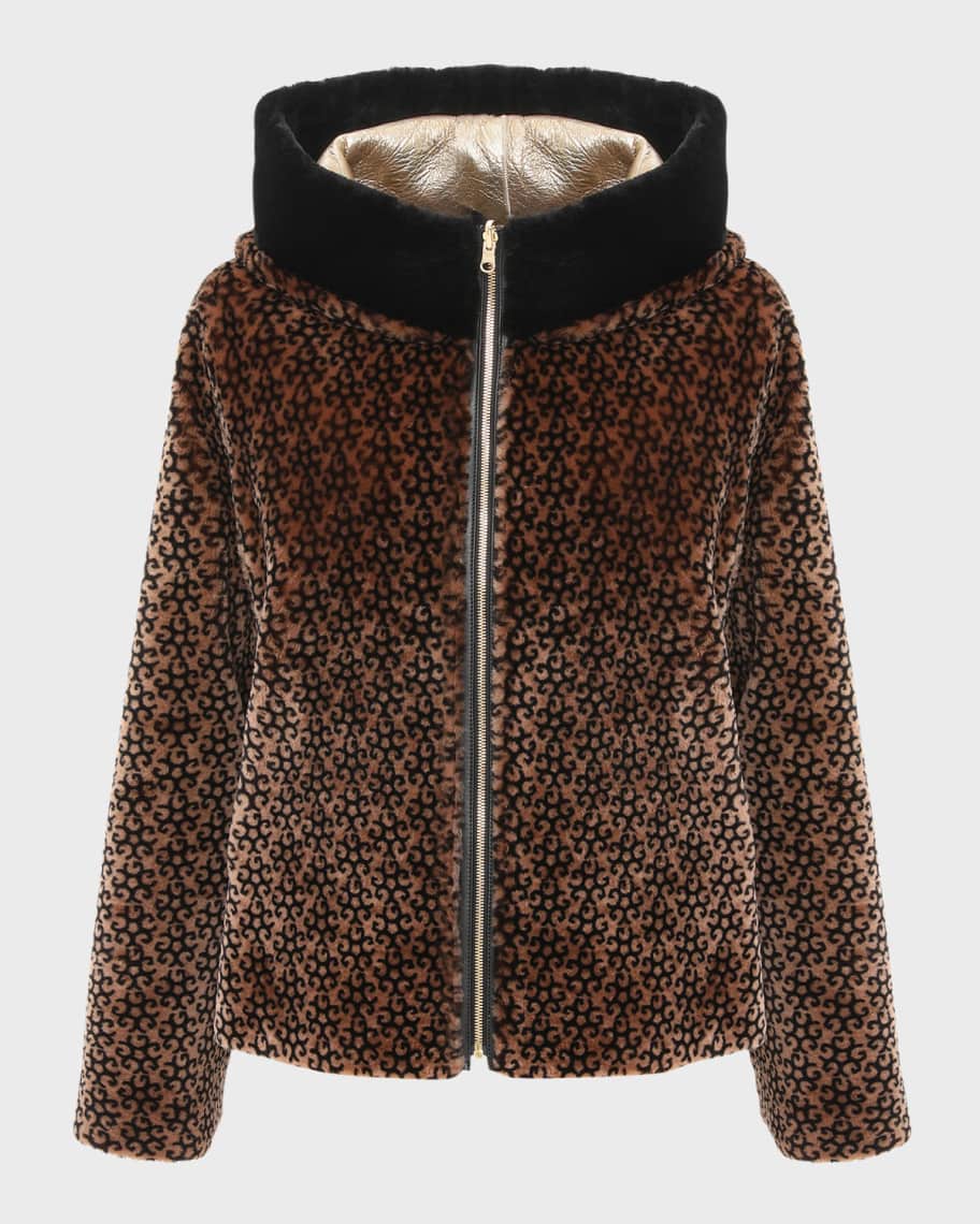 Gorski Reversible Lamb Shearling Hooded Zip Jacket | Neiman Marcus
