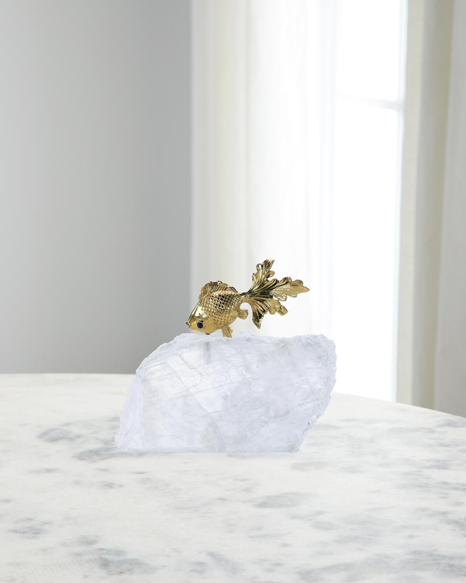 John-Richard Collection Fantail Goldfish on Selenite Sculpture | Neiman ...