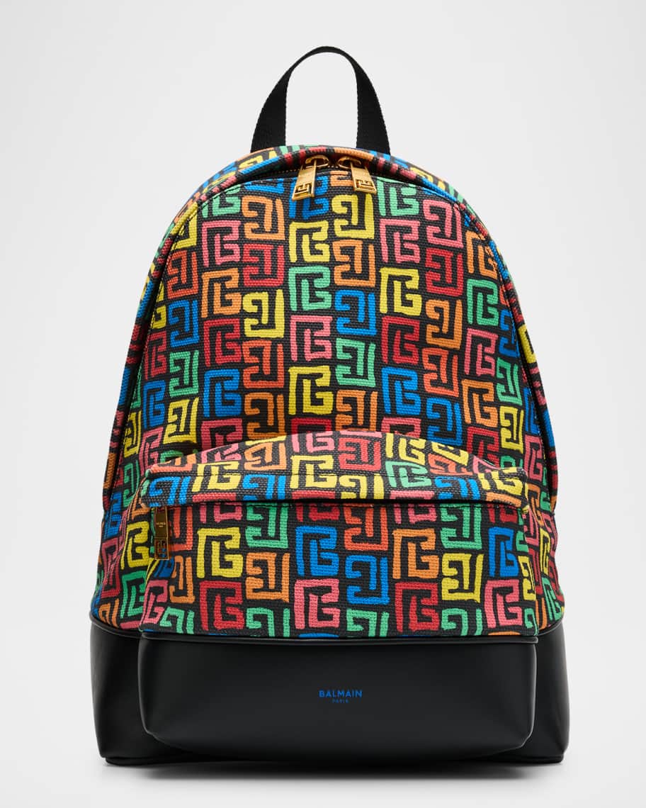 Balmain Men's Multicolor PB Labyrinth Canvas Backpack | Neiman Marcus