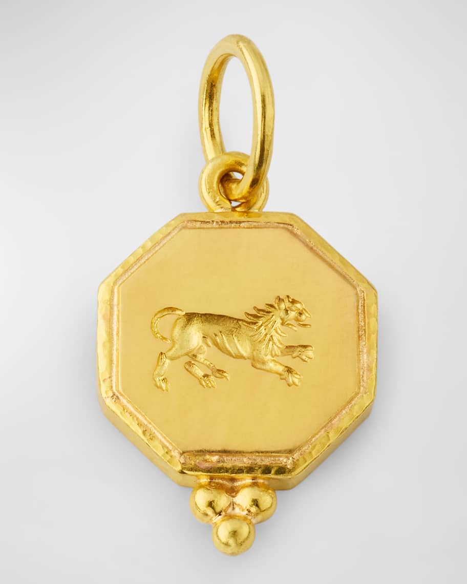 Elizabeth Locke 19K Yellow Gold Octagonal Lion Pendant with Swinging ...