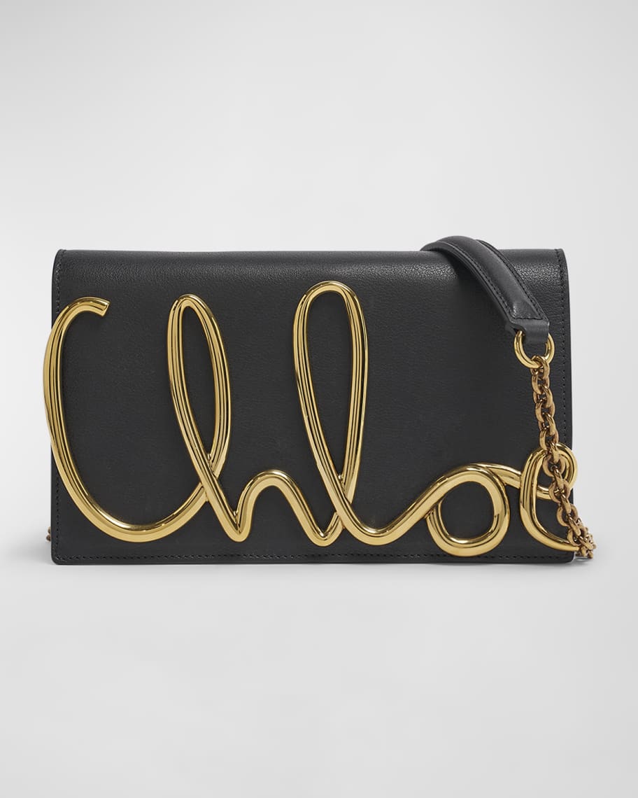 Chloe Metal Logo Crossbody Bag in Smooth Calfskin | Neiman Marcus