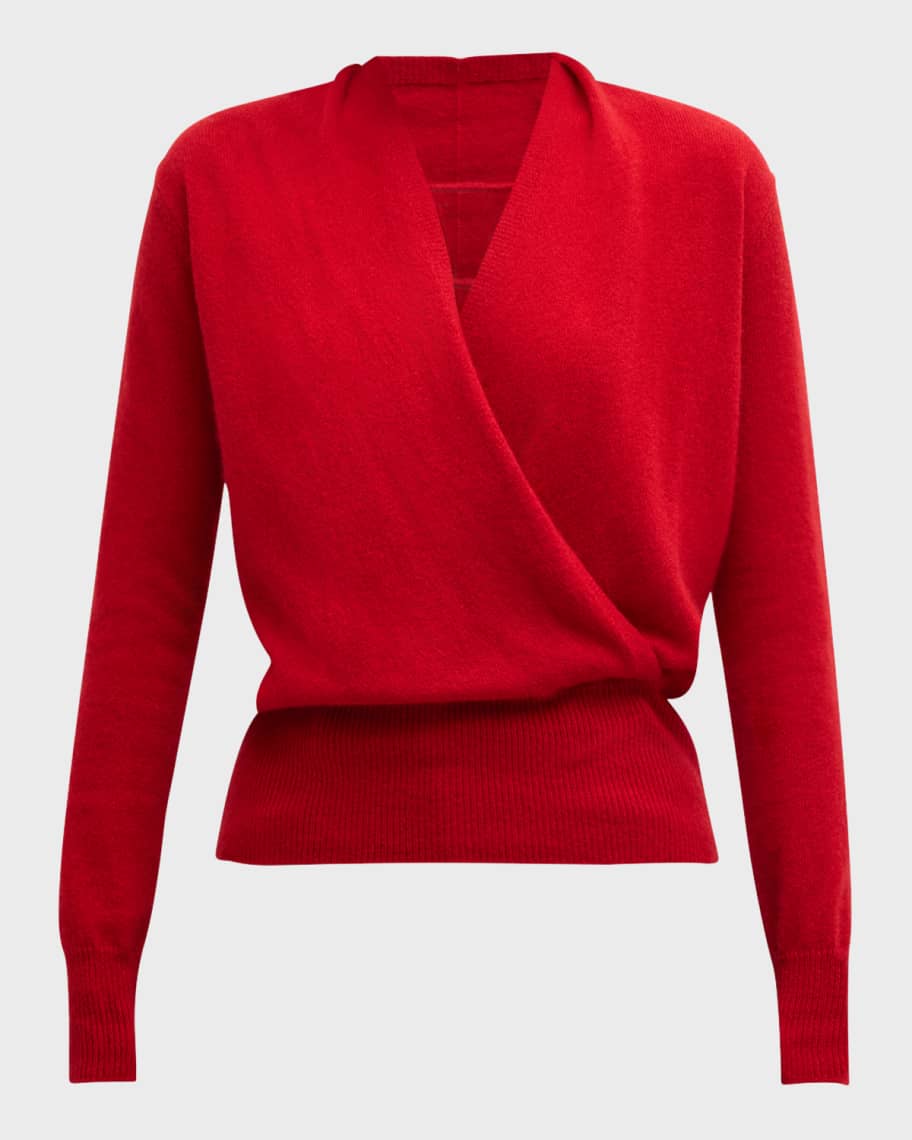 Neiman Marcus Cashmere Faux Wrap Sweater | Neiman Marcus