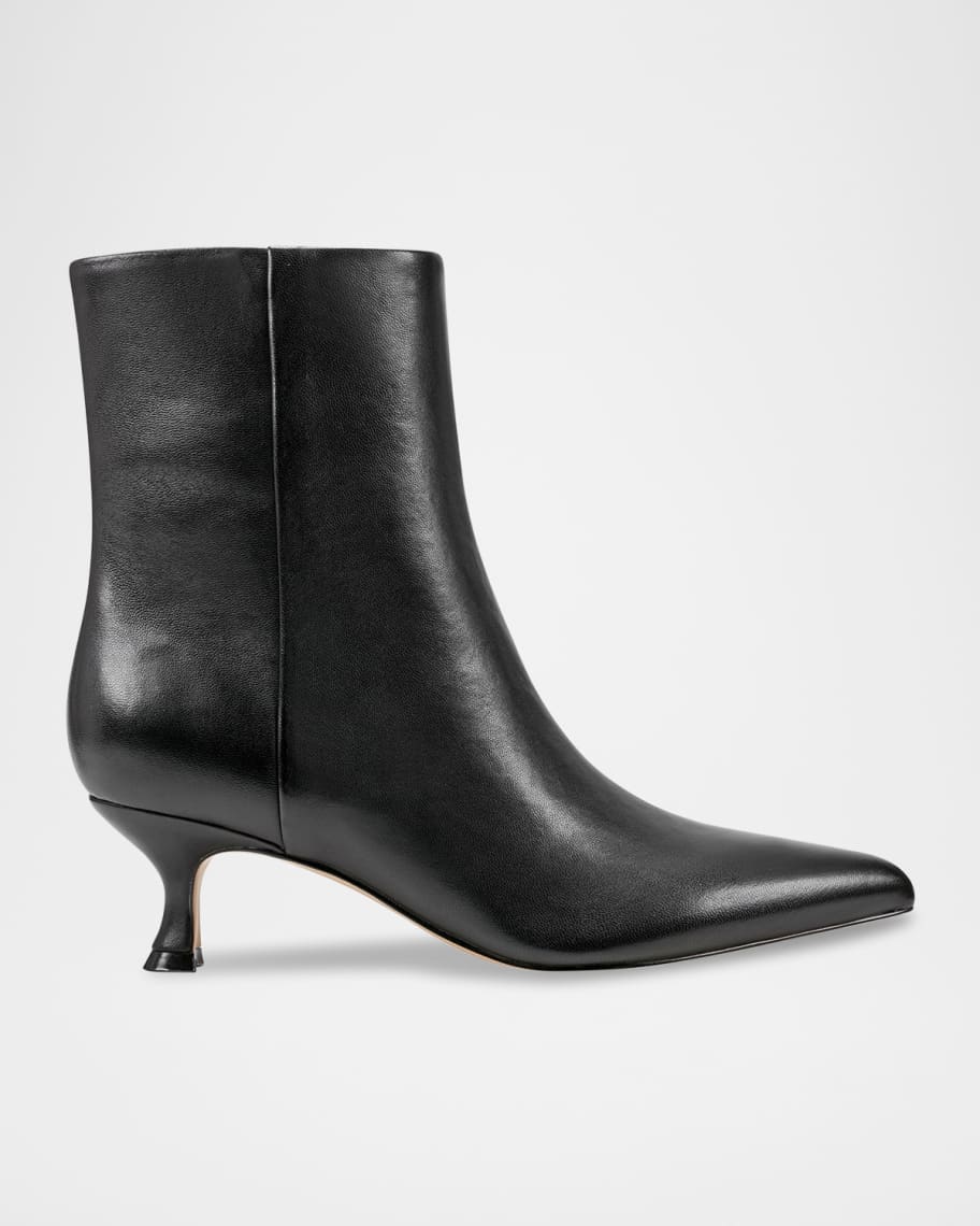 Marc Fisher LTD Iggy Leather Kitten Zip Booties | Neiman Marcus