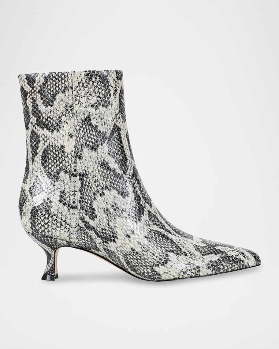 Marc Fisher LTD Iggy Embossed Leather Kitten Zip Booties | Neiman Marcus