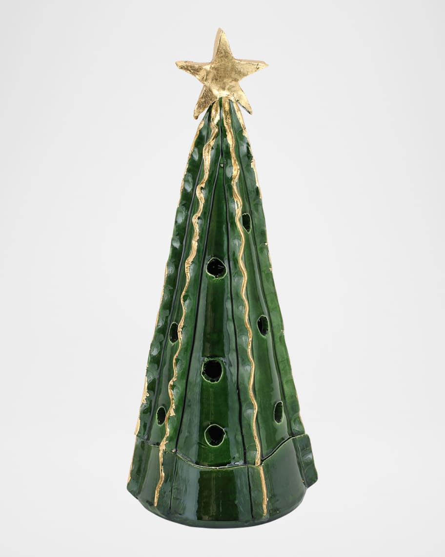Vietri Foresta Large Tree with Ribbon & Gold Star Christmas Decor ...