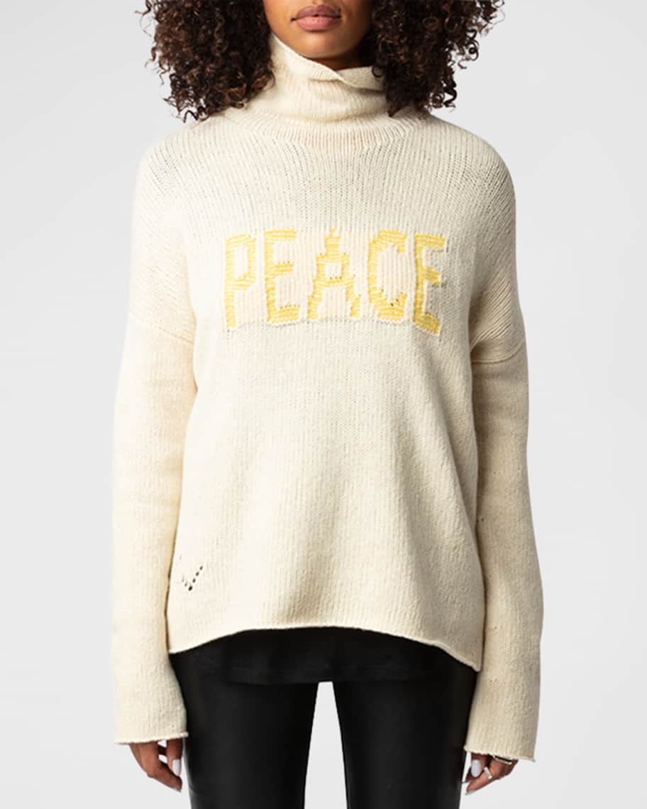 Zadig & Voltaire Almy Peace Intarsia Wool Turtleneck Sweater | Neiman ...