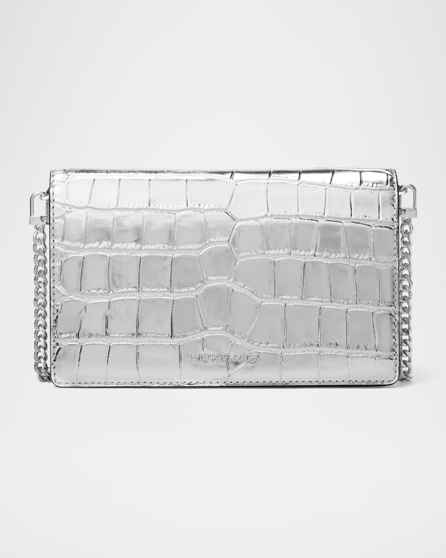 MICHAEL Michael Kors Jet Set Metallic Croc-Embossed Leather Crossbody ...