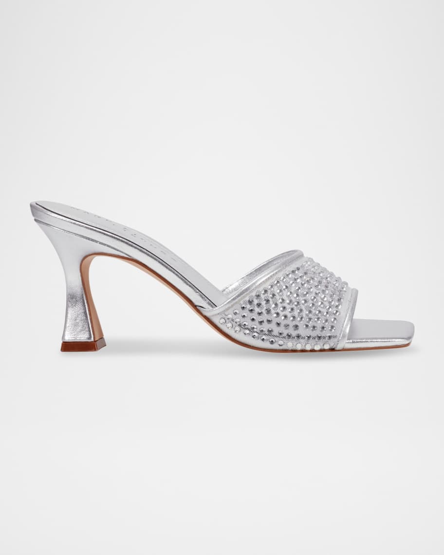 Marc Fisher LTD Delaney Crystal Mesh Leather Mule Sandals | Neiman Marcus