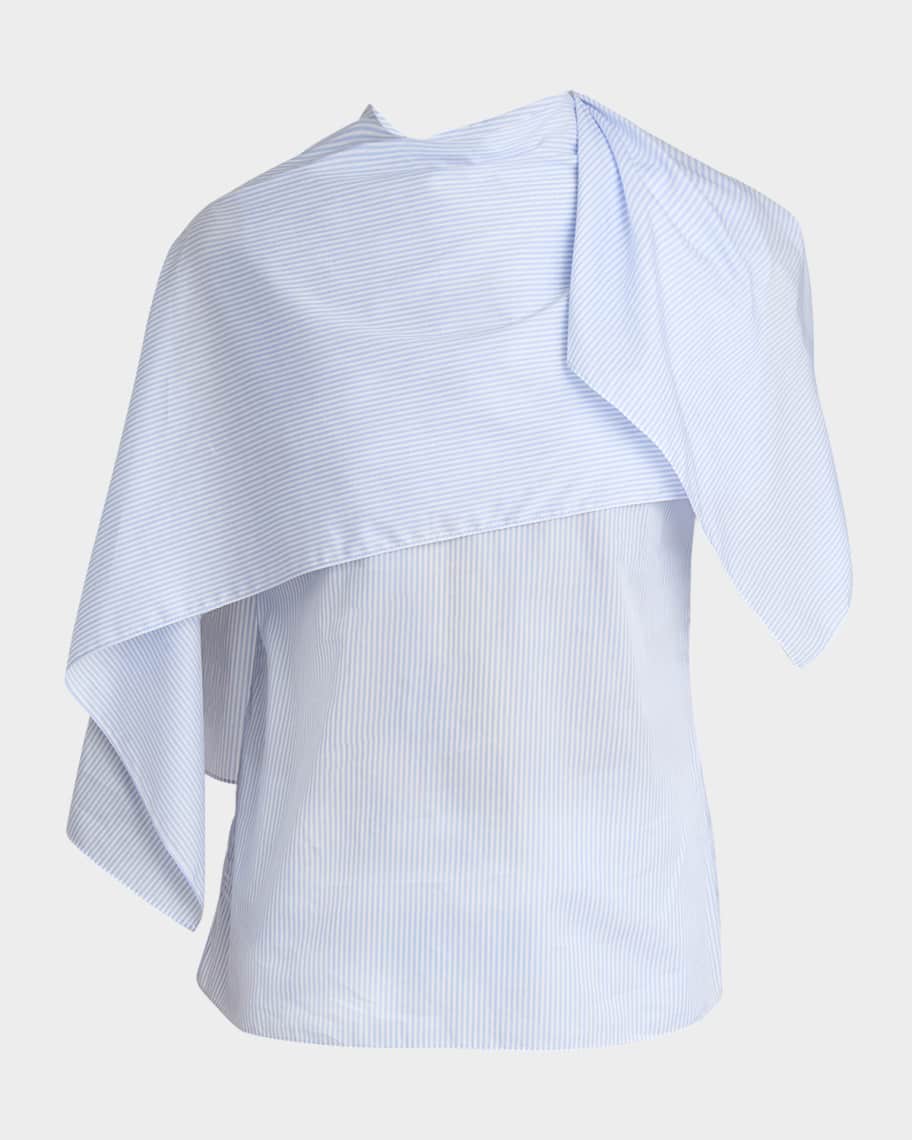 Ferragamo Striped Poplin Handkerchief Blouse | Neiman Marcus