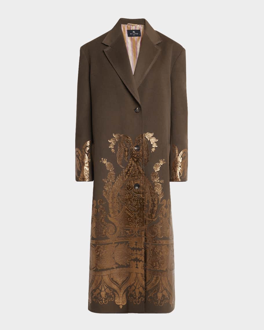 Etro Long Paisley Wool Cashmere Coat | Neiman Marcus