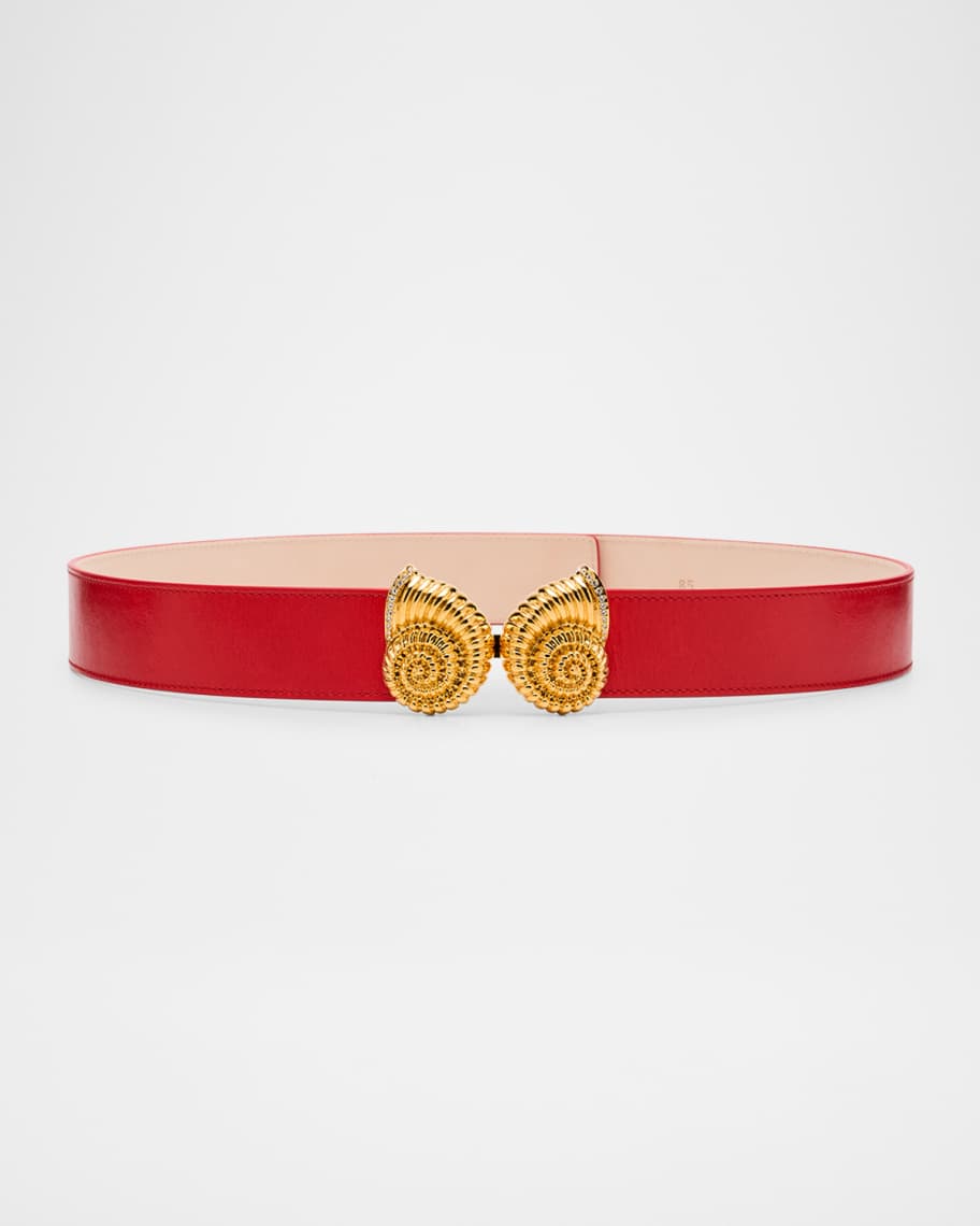 Balmain Double Snail Buckle Leather Belt | Neiman Marcus