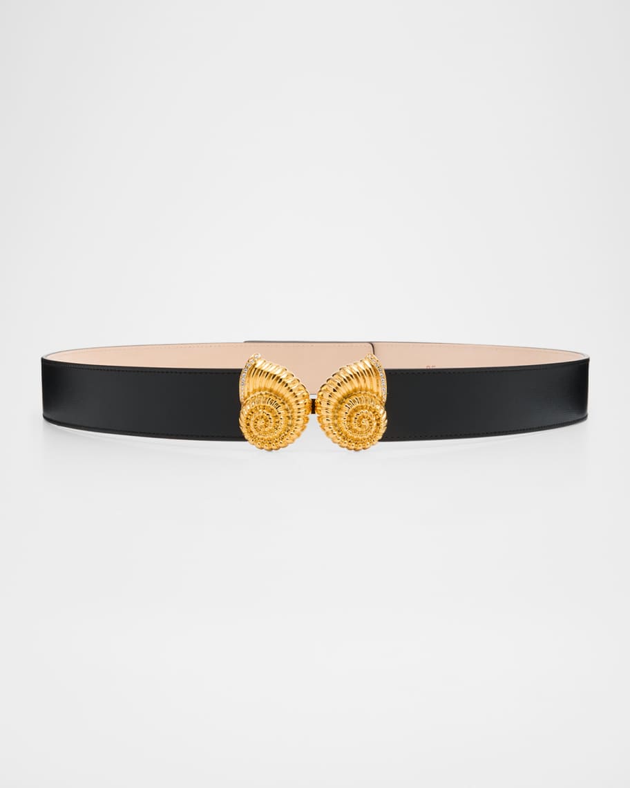 Balmain Double Snail Buckle Leather Belt | Neiman Marcus