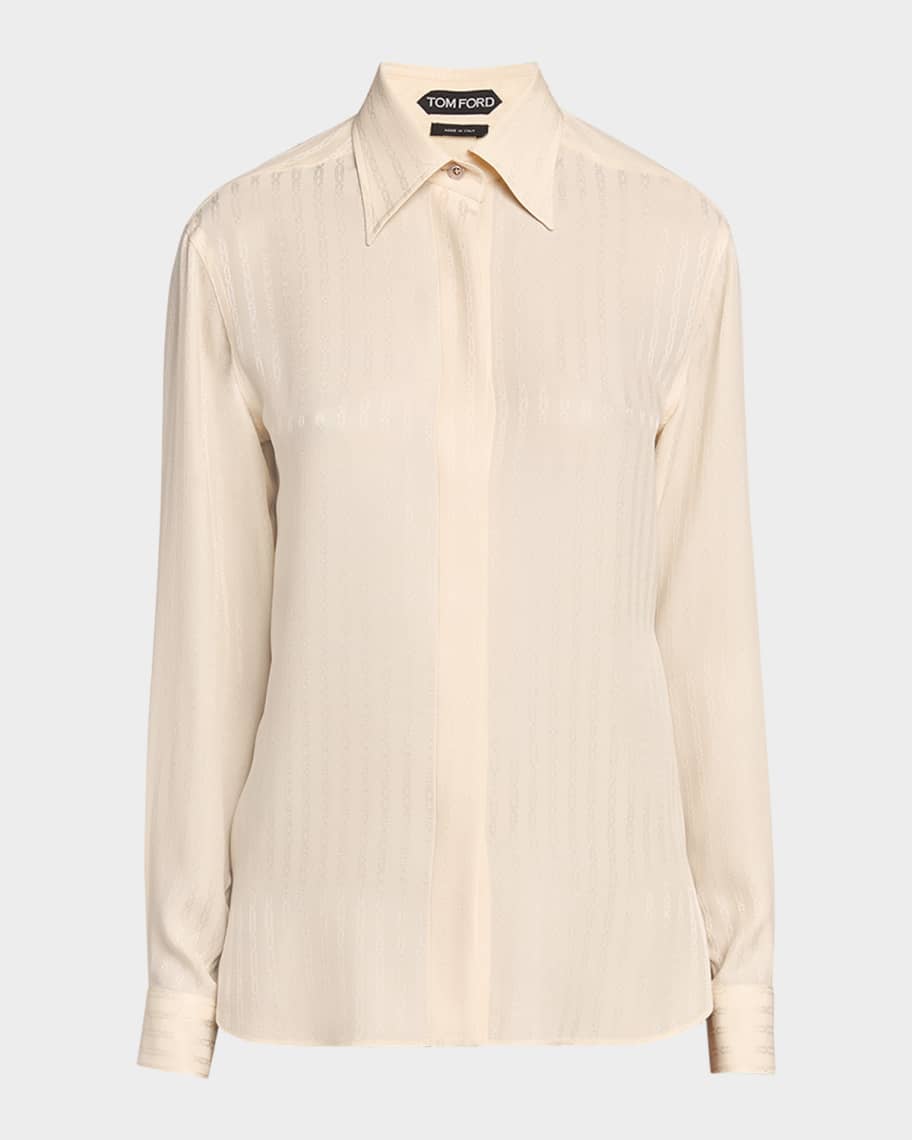 TOM FORD Whitney Chain Striped Fluid Silk Shirt | Neiman Marcus