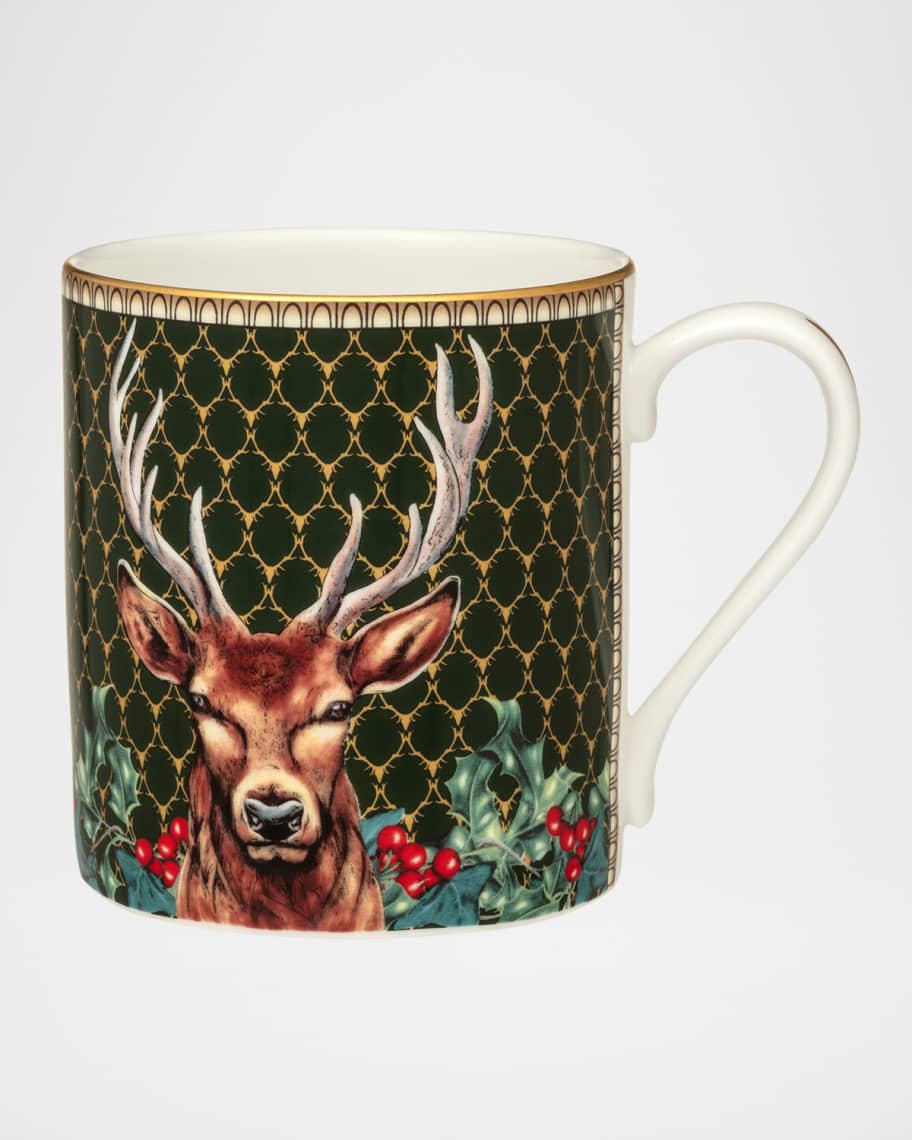 Halcyon Days Antler Trellis Green Stag Mugs, Set of 2 | Neiman Marcus