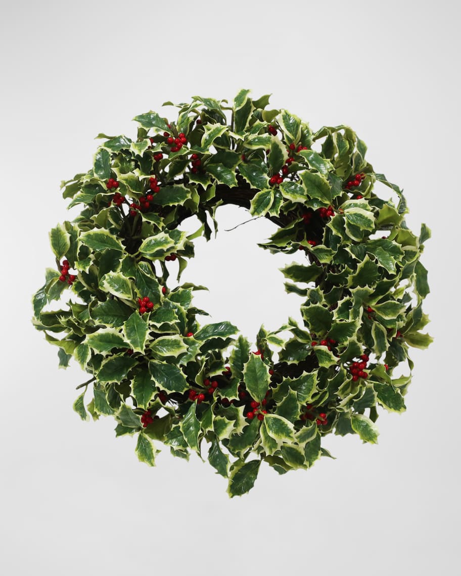 Winward Home Holly Branch Wreath | Neiman Marcus