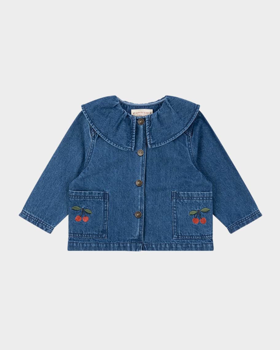 Konges Slojd Girl's Magot Cherry Embroidered Denim Shirt, Size 2-8 ...