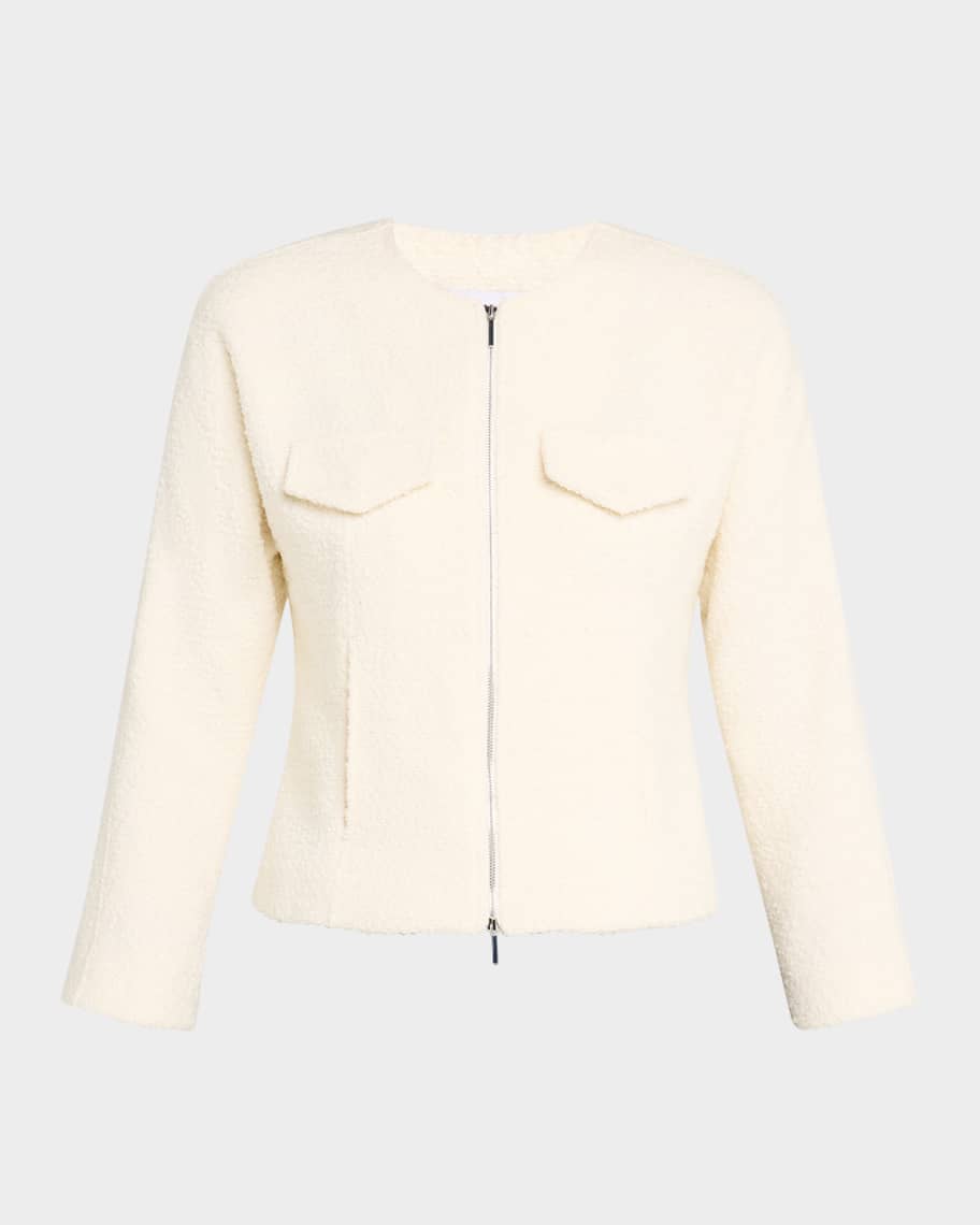 Derek Lam 10 Crosby Prewett Zip-Front Tweed Jacket | Neiman Marcus