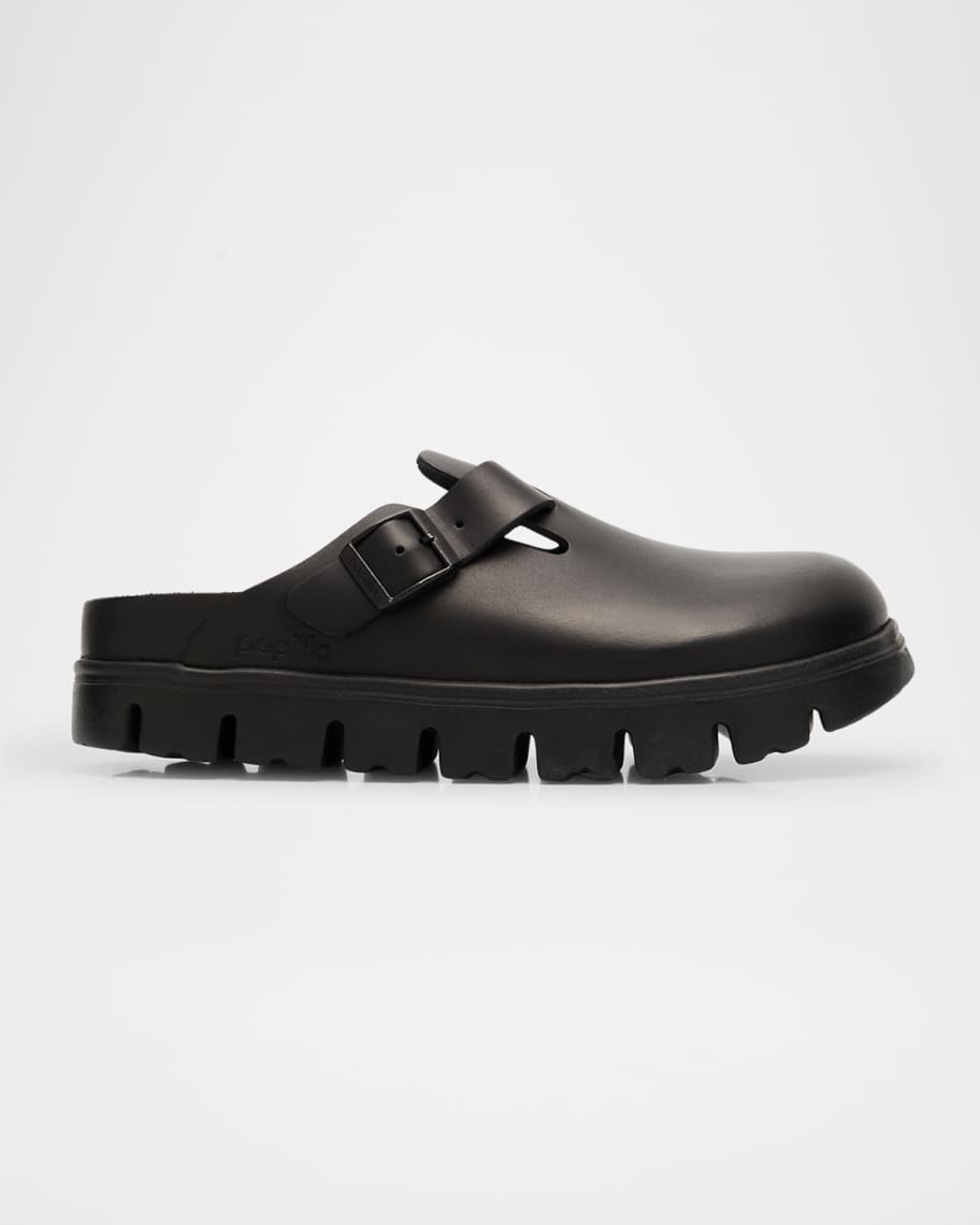 BIRKENSTOCK Boston Exquisite Flatform Leather Clogs | Neiman Marcus