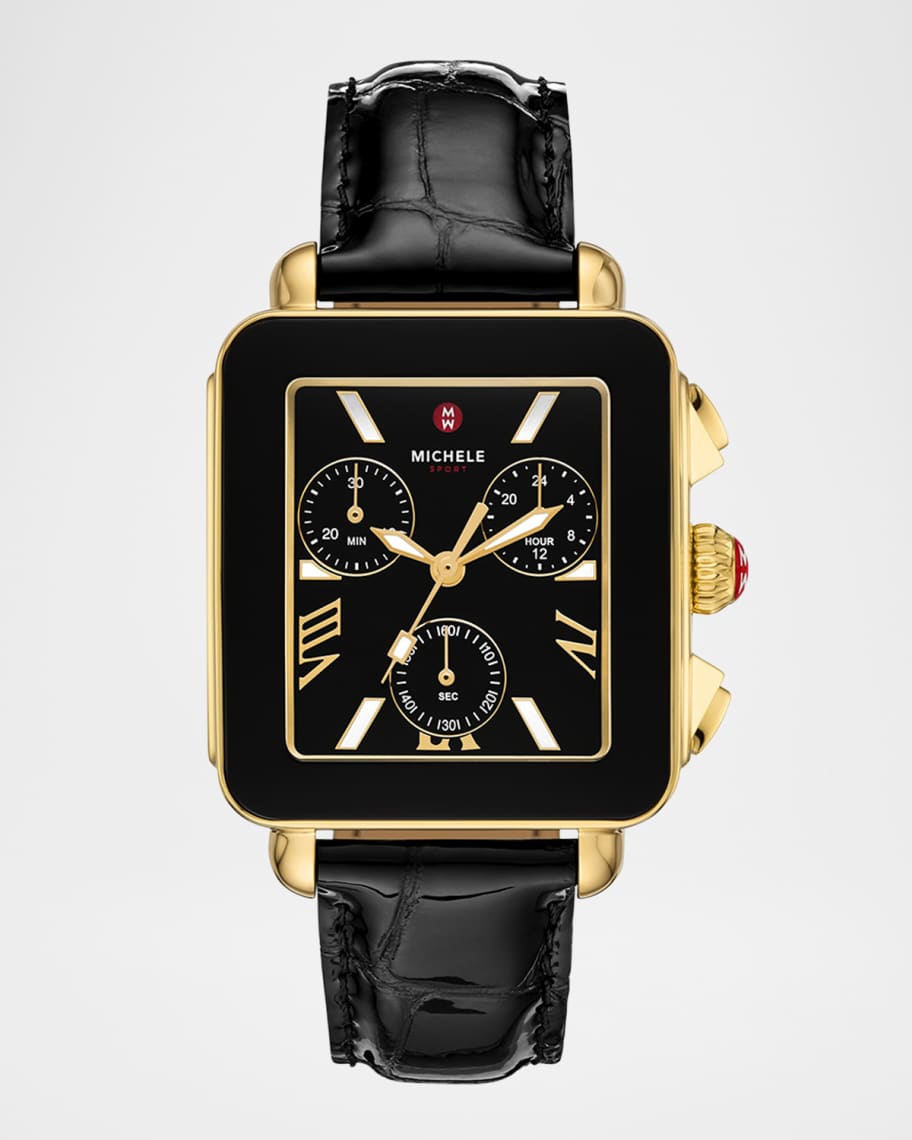 MICHELE Noir Deco Sport Chronograph Watch | Neiman Marcus