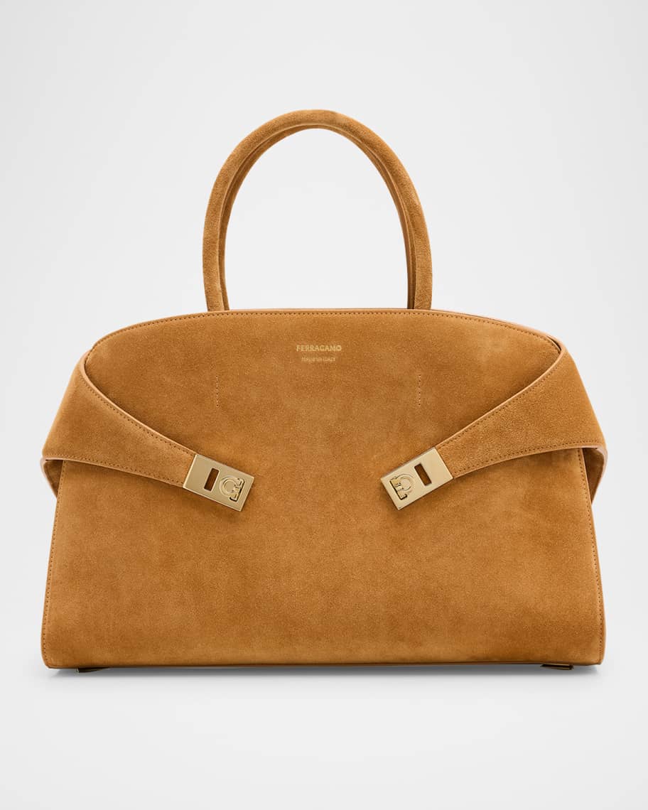Ferragamo Medium Hug Suede Top-Handle Bag | Neiman Marcus