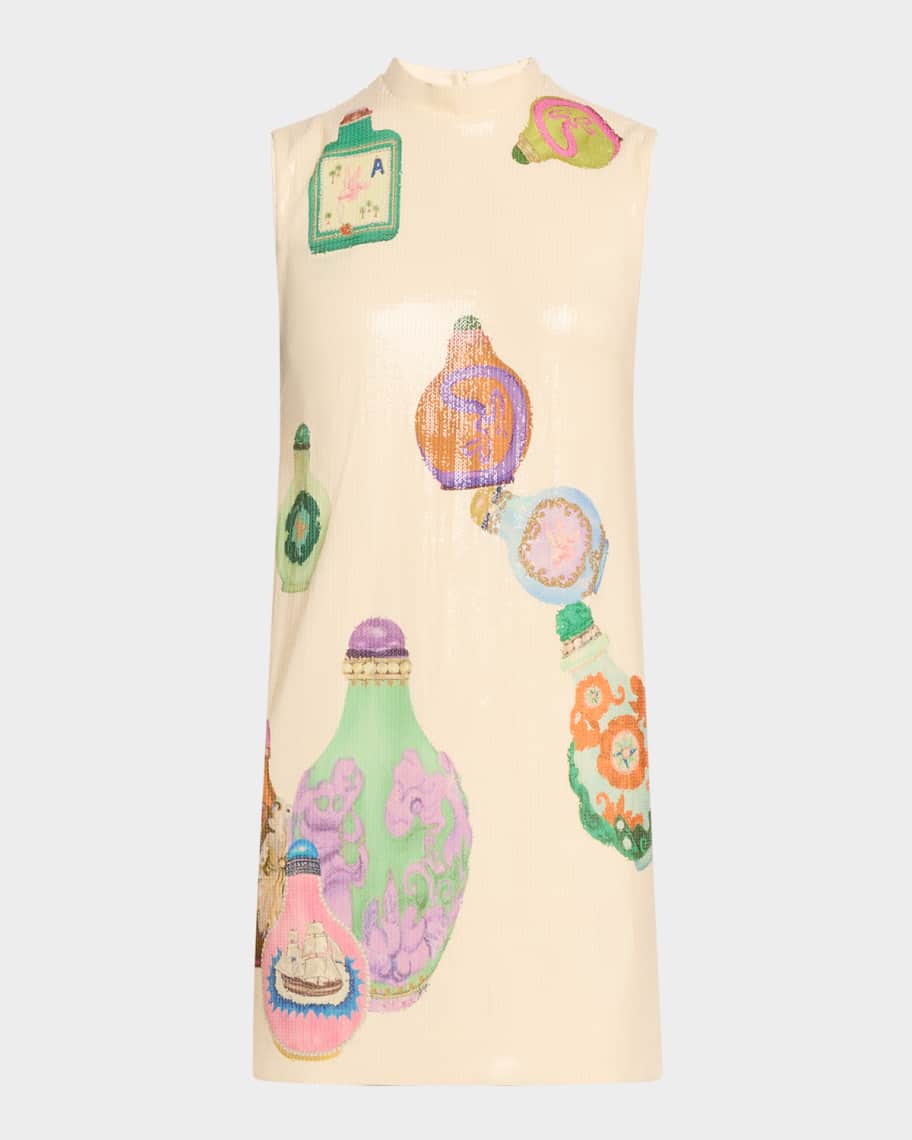 ALEMAIS Chesca Sequin Sleeveless Mini Shift Dress | Neiman Marcus
