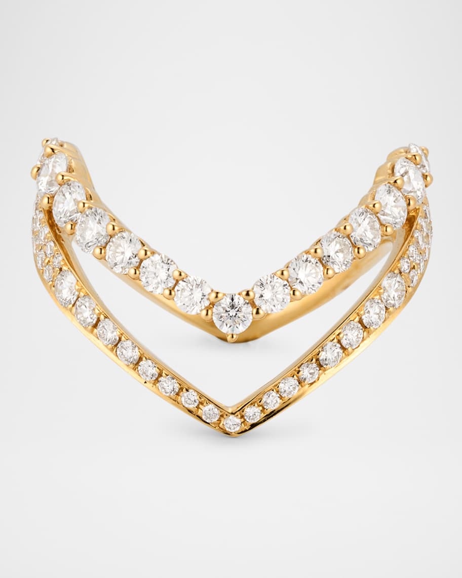 Lisa Nik Sparkle 18K Yellow Gold Double V Diamond Ring | Neiman Marcus
