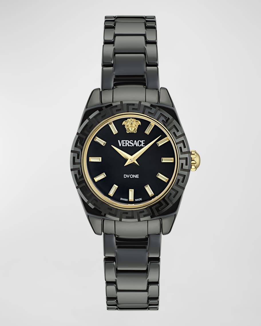 Versace 28mm DV One Watch with Bracelet Strap, Black | Neiman Marcus