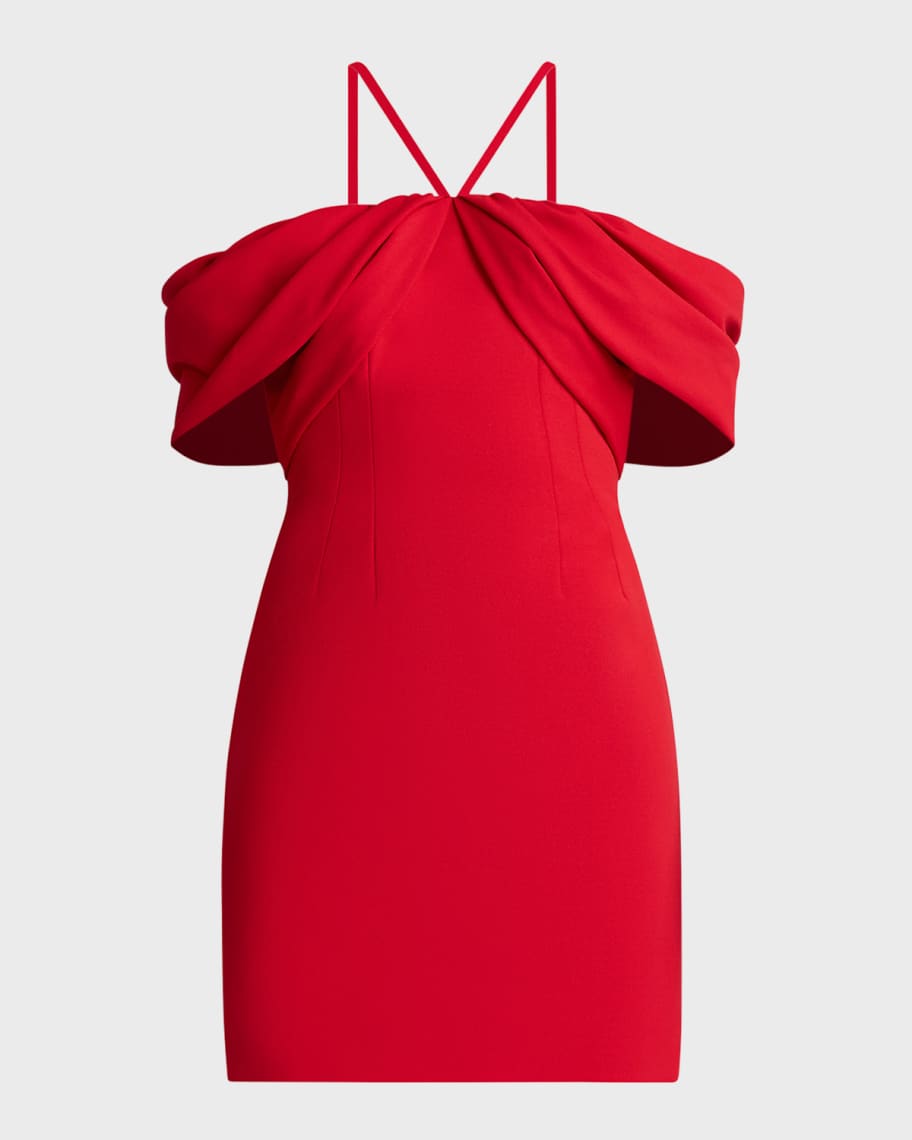 Zac Posen Off-Shoulder Crepe Mini Dress | Neiman Marcus