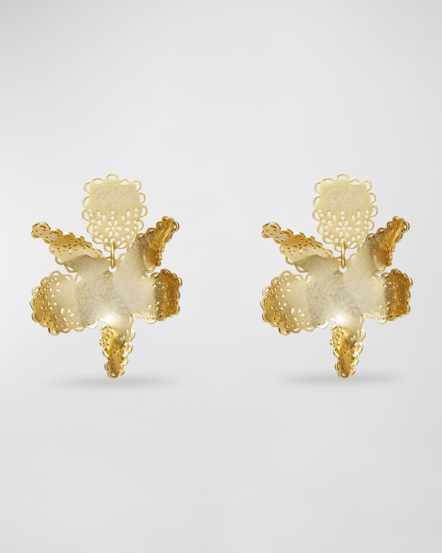 Lele Sadoughi Lace Metal Paper Lily Earrings | Neiman Marcus