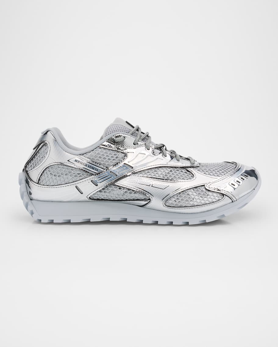 Bottega Veneta Men's Orbit Metallic Mesh Runner Sneakers | Neiman Marcus