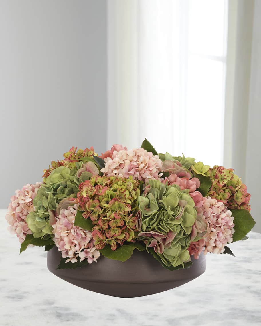 NDI Hydrangeas 19" Faux Floral Arrangement in a Concrete Bowl | Neiman ...