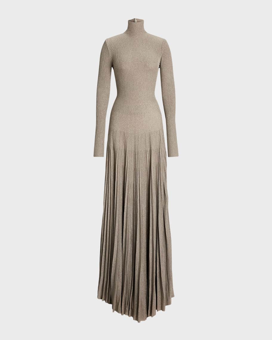 Ralph Lauren Collection Turtleneck Sweater Evening Dress | Neiman Marcus