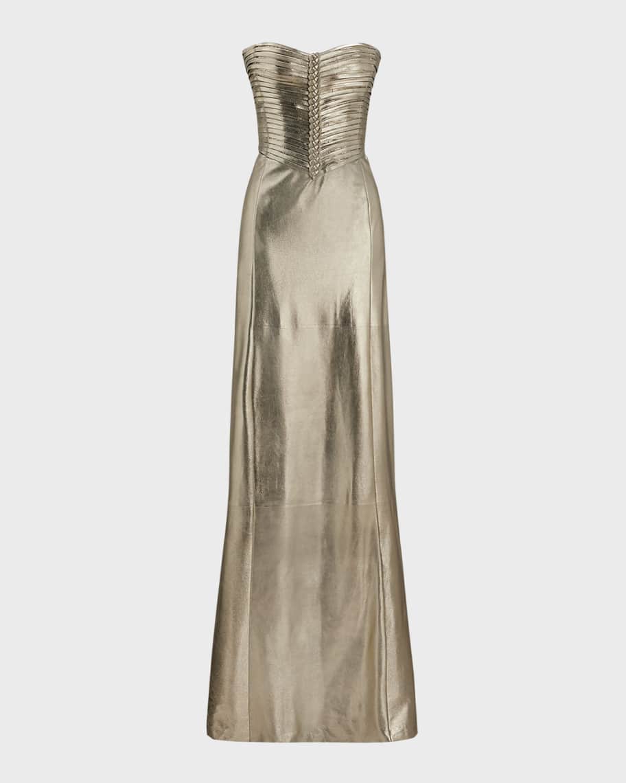 Ralph Lauren Collection Kaylen Laminated Suede Evening Dress | Neiman ...