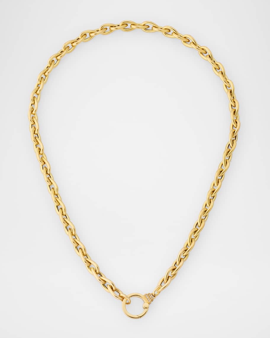 Sorellina 18K Yellow Gold Smooth Teardrop Chain Necklace with Diamonds ...