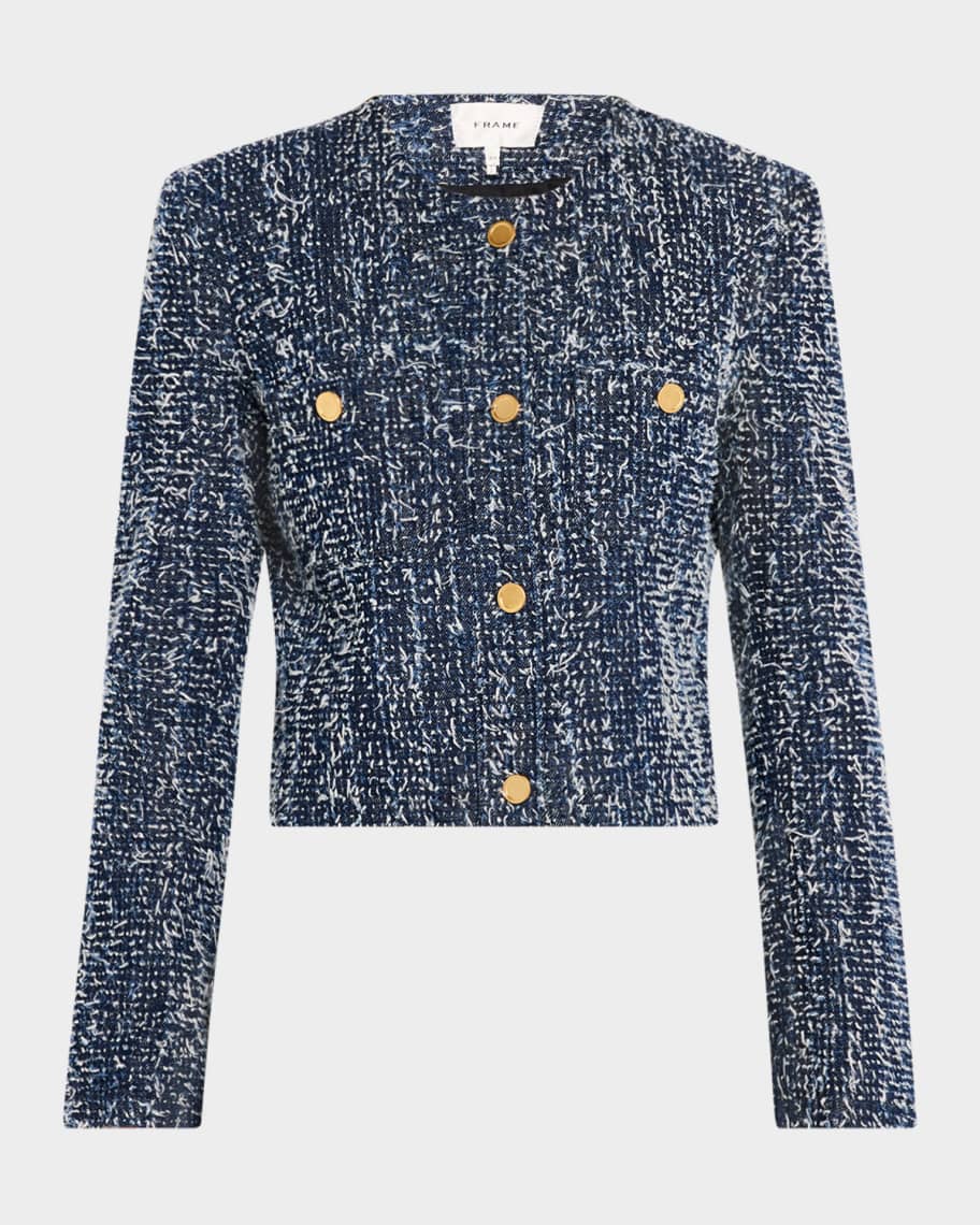 FRAME Tailored Denim Boucle Jacket | Neiman Marcus