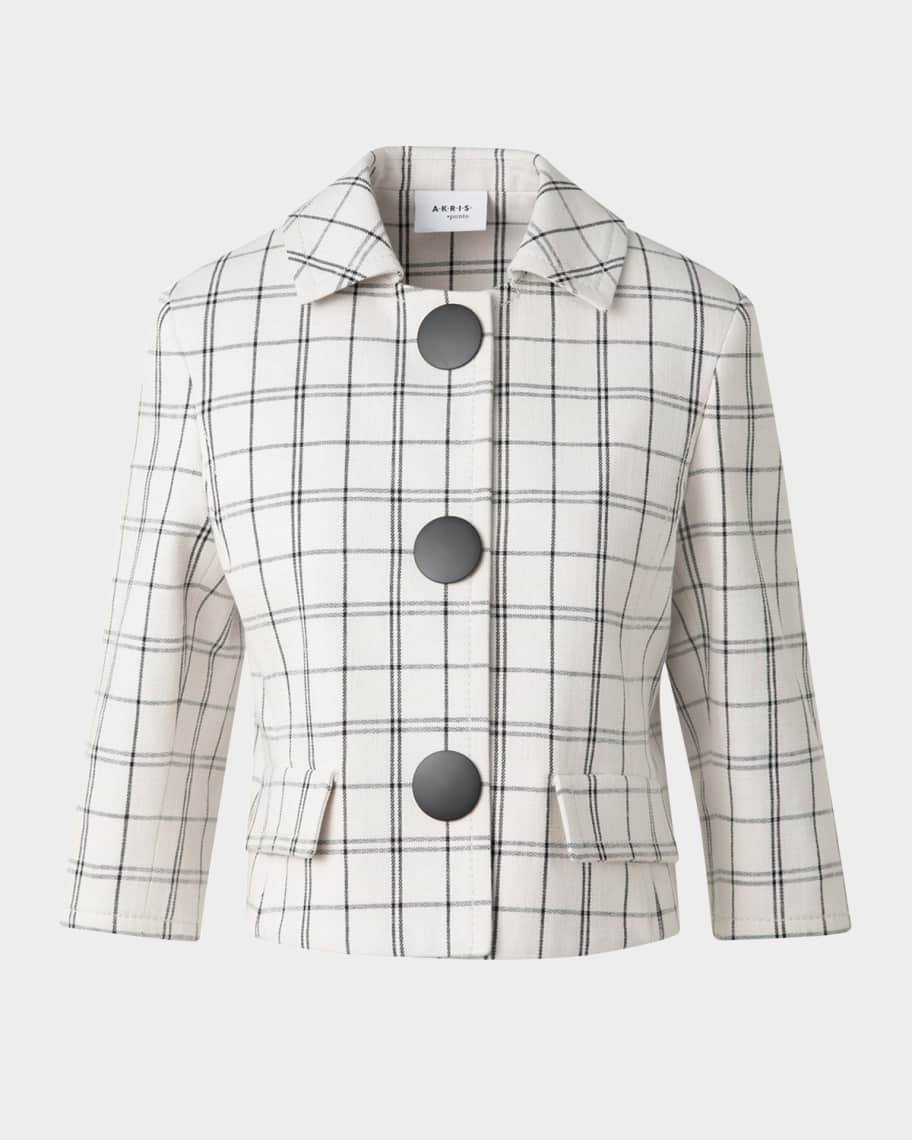 Akris punto Check Cashew Denim Cropped Jacket | Neiman Marcus