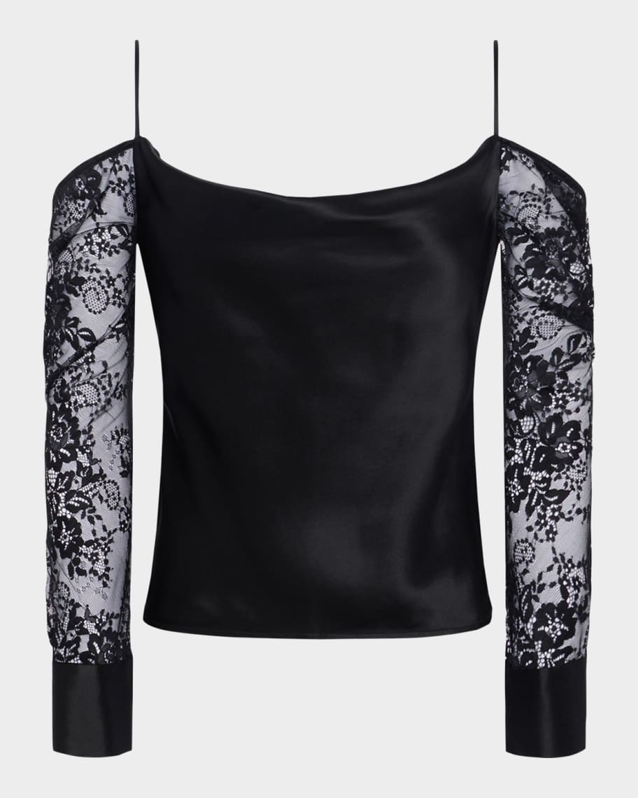 L'Agence Zion Cold-Shoulder Silk Blouse | Neiman Marcus