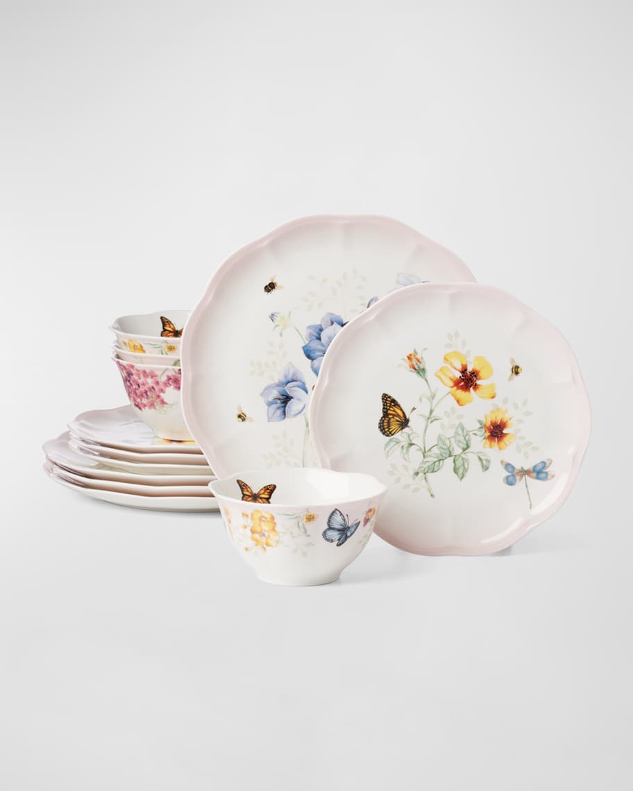 Lenox Pink Ombre Butterfly Meadow 12-Piece Dinnerware Set, Service for ...