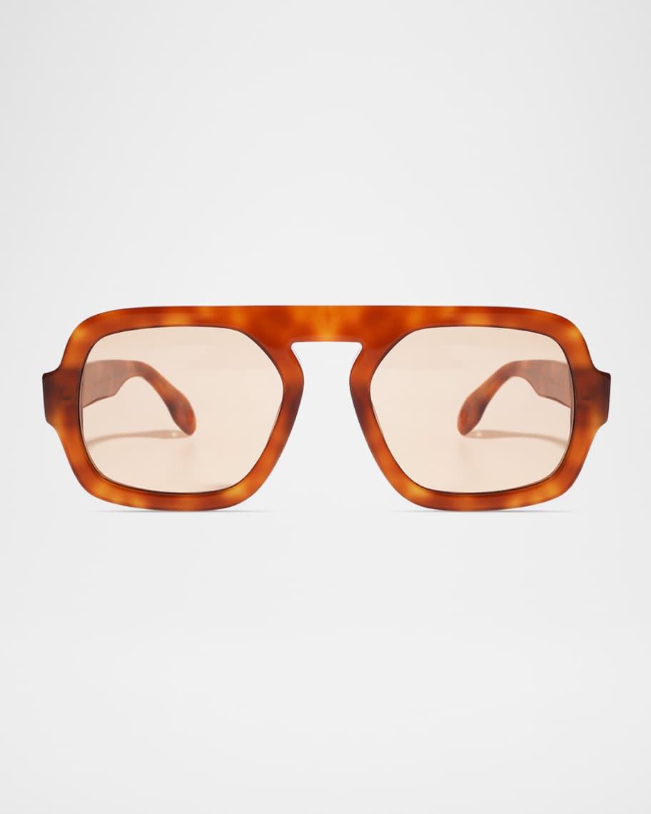 Elisa Johnson Jane Tortoise Acetate Aviator Sunglasses | Neiman Marcus