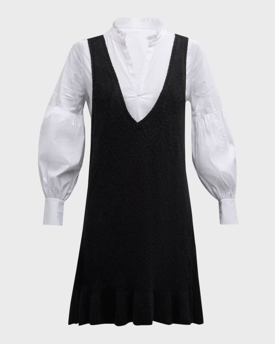 Cinq a Sept Greysen Pinafore Combo Knee-Length Dress | Neiman Marcus