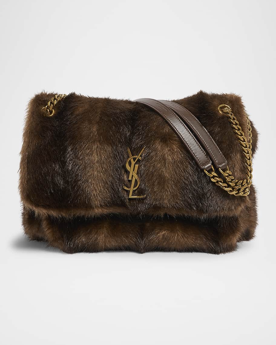 Saint Laurent Niki Large YSL Shoulder Bag in Faux Fur | Neiman Marcus