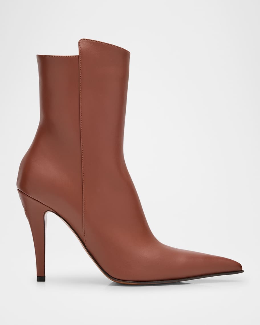 McQueen Birdee Leather Stiletto Booties | Neiman Marcus