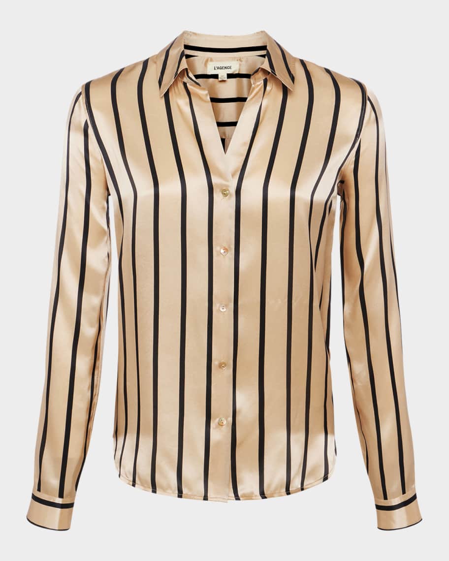 L'Agence Tyler Striped Silk Blouse | Neiman Marcus