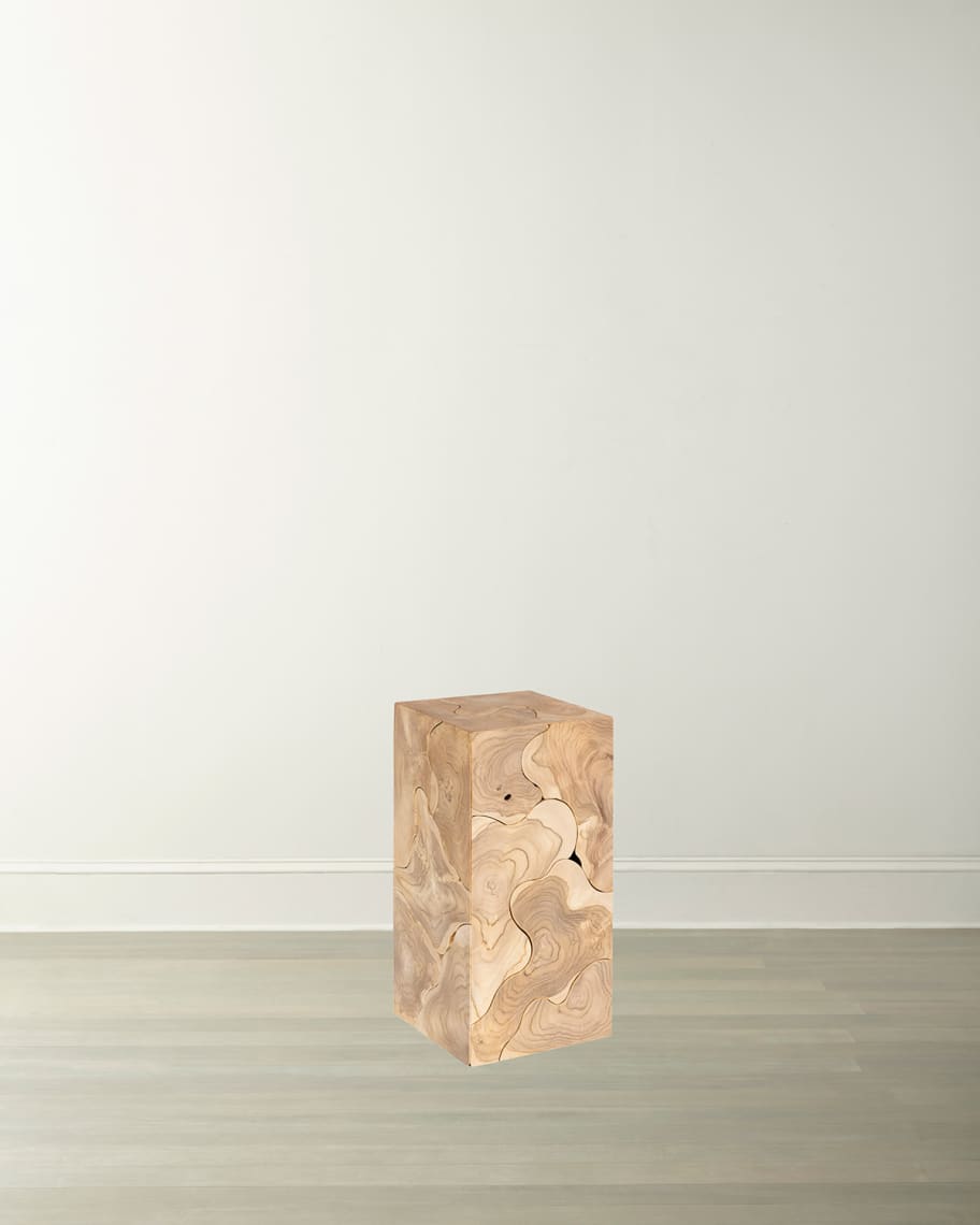 Phillips Collection Teak Slice Small Square Pedestal, Bleached | Neiman Marcus