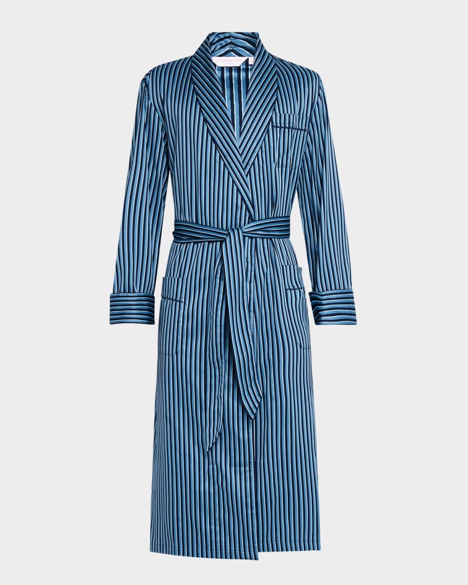 Derek Rose Men's Wellington Stripe Cotton Shawl-Collar Robe | Neiman Marcus
