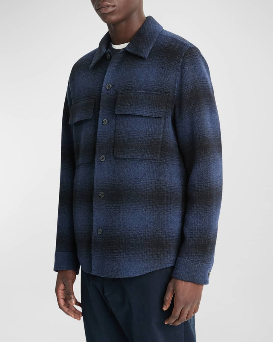 Vince Men's Splittable Plaid Overshirt | Neiman Marcus