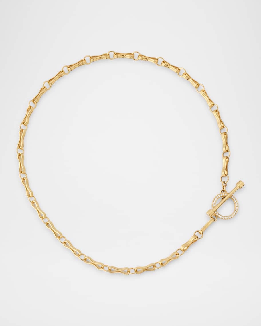 AZLEE Large Motif Double Link Pavé Toggle Chain Necklace | Neiman Marcus