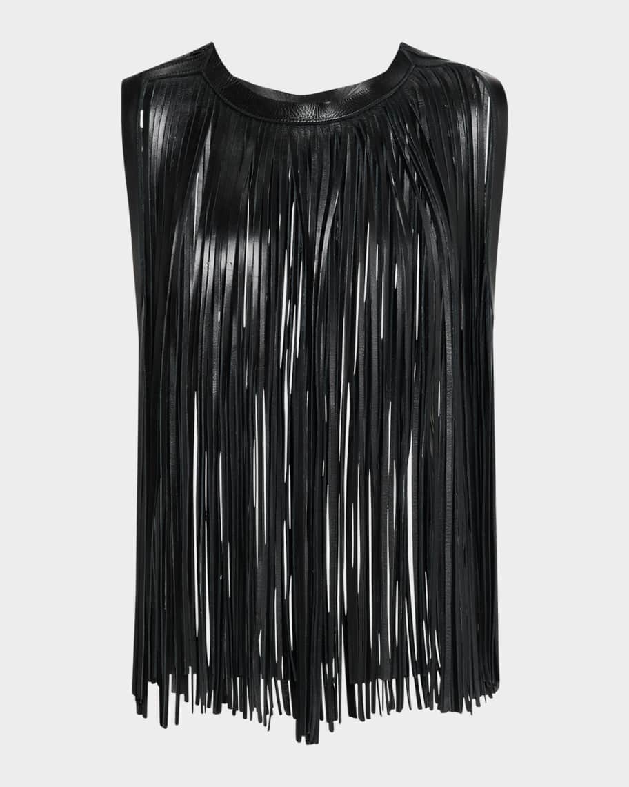 Rosetta Getty Leather Fringe Top | Neiman Marcus