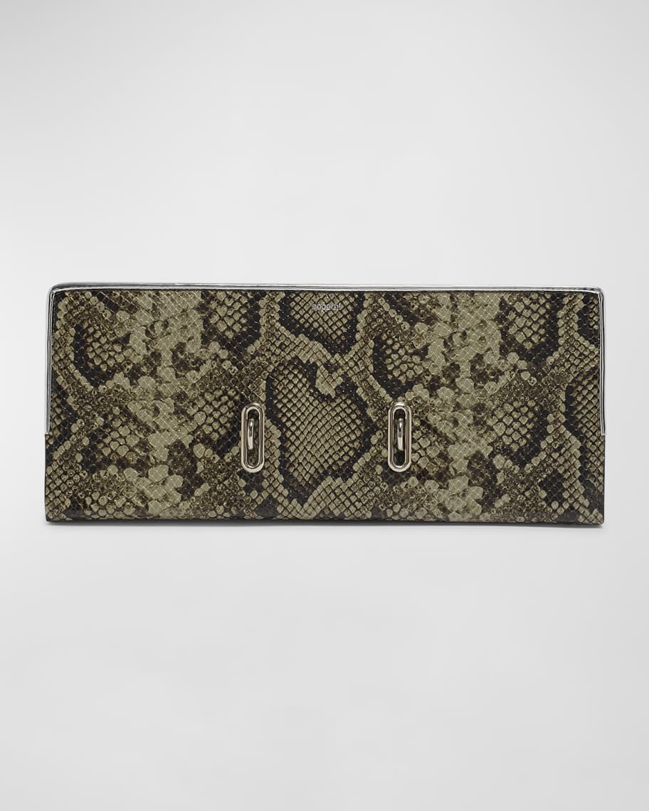 Coperni Binder Python-Print Leather Clutch Bag | Neiman Marcus